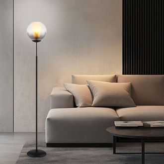 Globo Lighting Stehleuchte Standlampe Beistellleuchte Rauchglas Kugel schwarz matt E27 Kristall