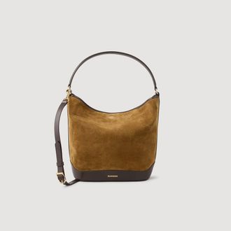 Sandro Beuteltasche aus Leder und Wildleder