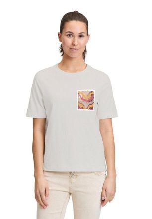 Cartoon Kurzarmshirt Damen mit Rundhalsausschnitt (1-tlg) Stickerei