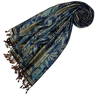 Lorenzo Cana Pashmina de 100% viscose pour la femme - écharpe avec les mesures de 70 x 200 cm - une étole attrayante et noble pour le printemps et l´été en bleu sa