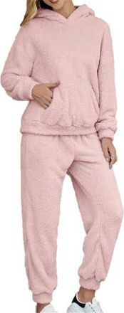 Generic Femmes Laine pyjama set hiver laine douce manches longues pyjama pull vague jogging pantalons set pyjama