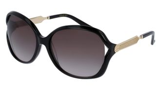 Gucci Damen GG0076S 002 Sonnenbrille, Schwarz (Black/Grey), 60
