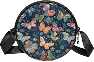 Generic Petit sac &agrave; bandouli&egrave;re circulaire pour femme, petit sac &agrave; bandouli&egrave;re avec fermeture &eacute;clair, bretelles r&eacute;glables, sac &agrave; main rond d&eacute;contract&eacute; pour fe