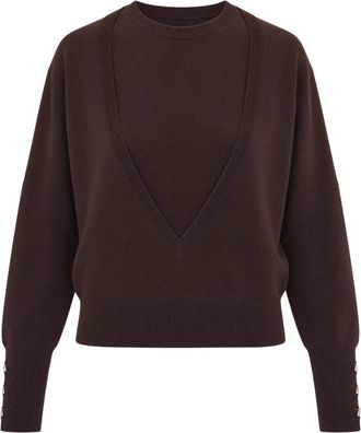 Patrizia Pepe Pullover mit V-Ausschnitt - - Knitwear - Damen - Braun - S