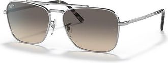 Ray-Ban New Caravan Sonnenbrillen Silber Fassung Grau Glas 58-15
