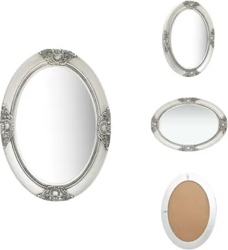 vidaXL Vidaxl - Miroir mural style baroque 50x70 cm Argent&eacute; - Miroir Mural - Miroir Baroque - Miroir Oval - D&eacute;coration Murale - Miroir Vintage