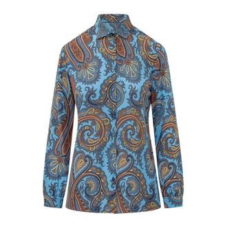 Etro Twill-Oberteil mit Paisley-Foliage-Motiv - - Blouses & Shirts - Damen - Blau - L
