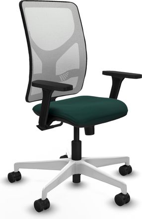 Piqueras y Crespo B&uuml;rostuhl mit verstellbaren Armlehnen, h&ouml;henverstellbare Lendenwirbelst&uuml;tze, ausgestattet mit 3 Positionen und Schneideschaum, Wei&szlig; / Flaschengr&uuml;n