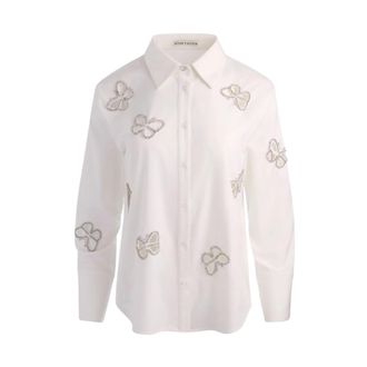 Alice & Olivia Fein verzierte Hemdbluse mit Cut-Out - - Blouses & Shirts - Damen - Wei&szlig; - M