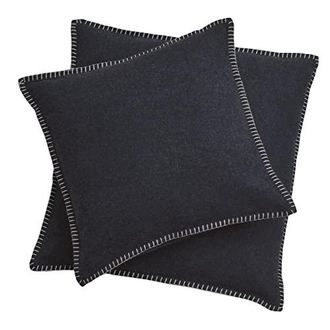 David Fussenegger Sylt Housse de Coussin Unie avec Point d&eacute;coratif, Coton, Anthracite, Baumwolle