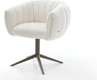DELIFE Drehstuhl Jada-Flex Boucl&eacute; Soft Beige Fu&szlig;kreuz Effektfinish Titan 360&deg; drehbar Wippfunktion Taschenfederkern, Esszimmerst&uuml;hle