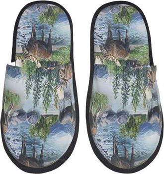 Generic Pantoufles De Maison Lac Des Animaux Orignaux Portative Pantoufles Unisexe Chaussons DInt&eacute;rieur Pour Voyage H&ocirc;tel Homme M