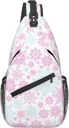 Generic Flocons De Neige Roses Et Verts Sac Banane D&eacute;contract&eacute; Pochette Epaule Multifonctionnel Sacoche Bandouliere Pour Sport Homme Voyage