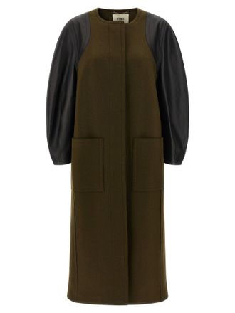 Fendi Womens Bicolor Viscose Coat Clothing