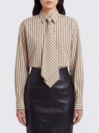 Brunello Cucinelli Chemise &agrave; rayures en coton avec boutonnage dissimul&eacute;