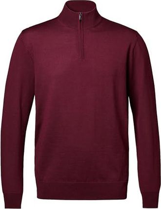 CHARLES TYRWHITT Pull pour Homme en Laine m&eacute;rinos Rouge Bordeaux avec Fermeture &eacute;clair 1/4 - Lavable en Machine et thermor&eacute;gulateur pour Une Tenue Intelligente et d&eacute;co