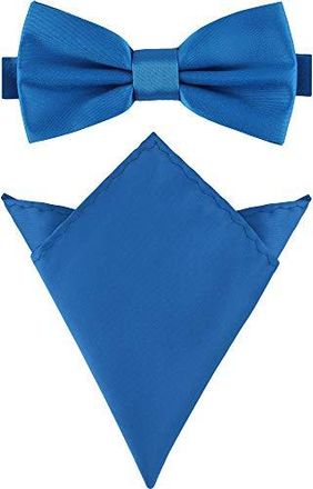 Ladeheid Ensemble Noeud Papillon & Pochette Costume Homme M/P (12cm x 6cm, 22cm x 22cm, Bleu)
