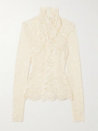 Paco Rabanne Oberteil Aus Stretch-spitze - Elfenbein
