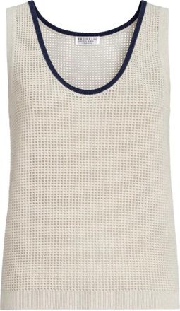 Brunello Cucinelli Femme, Tops, Beige, Taille: 40 FR Cotton net knit top