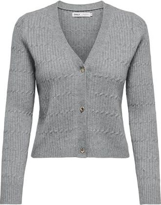 Only Onlkatia Ls Cable V-Neck Cardi KNT Noos, Ultimate Grey, S Femme