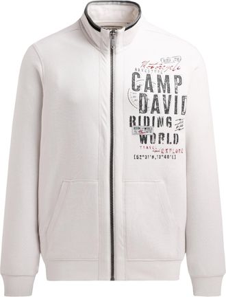 Camp David Herren Sweatjacke mit Pikee-Tapes und Artwork Ash, XXXL