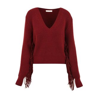 Akep V-neck Pullover - - Knitwear - Damen - Rot - M