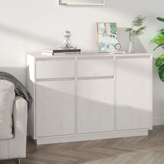vidaXL Sideboard Wei&szlig; 110x34x75 cm Massivholz Kiefer Vidaxl