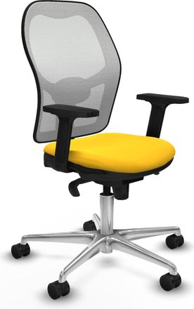 Piqueras y Crespo Jorquera B&uuml;rostuhl mit 2D-Armlehnen, ausgestattet mit 5 Positionen und Schaumstoff, mit Rollen von 65 mm, Nylon, Wei&szlig;/Gelb