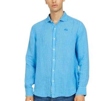 La Martina Chemise Essential en lin blanc - Homme - Chemises - Bleu - Taille: S