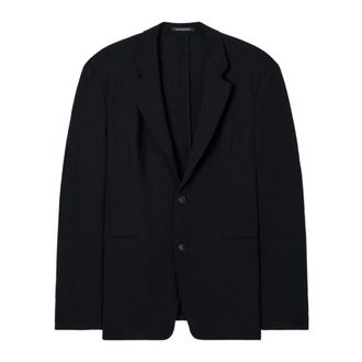 Emporio Armani Homme, Costumes, Noir, Taille: M Veste crois&eacute;e en seersucker technique