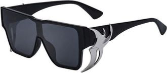 Generic Lunettes de soleil surdimensionnées punk tendance de luxe à grande monture pour homme et femme Lunettes une pièce UV400, C1 Noir Gris, Taille unique