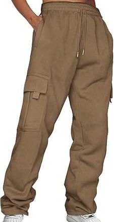 Generic Pantalon Cargo Femme Taille Haute Pantalons de Travail Surv&ecirc;tement Pantalon Jogging Femme Sarouel Hip Hop &Eacute;lastique Yoga Fitness avec Poches Taille &Eacute;l