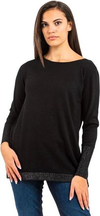 Gas Gas, Femme, Pulls, Noir, Taille: 36 FR Pull en maille &agrave; col rond