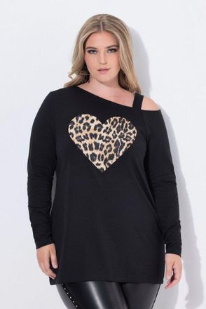 Miamoda T-Shirt T-Shirt A-Linie Leo-Herz Schulter CutOut