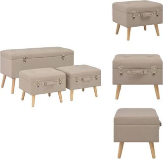 vidaXL Vidaxl - Tabourets de rangement lot de 3 Beige Tissu - Banc Coffre - Tabouret Rangements - Meubles Salon - Mobilier Salle &agrave; Manger - Chaise Tiroir