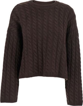 Soft Goat Femme, Pulls, Brun, Taille: 38 FR Cropped Crewneck Knit Sweater