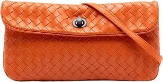 Bottega Veneta Sac bandouli&egrave;re en nappa tress&eacute; Pre-owned - Femme - Pre-owned - Orange - Taille: ONE Size