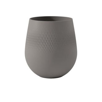 Villeroy & Boch Manufacture Collier taupe, große Vase Carré, 23 cm, Premium Porzellan, Taupe