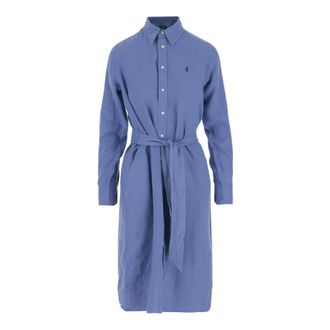 Polo Ralph Lauren Femme, Robes, Bleu, Taille: 40 FR Chemise en Lin