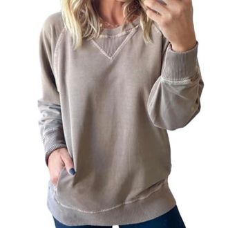 Generic Pull c&ocirc;tel&eacute; &agrave; poches pour femme, haut uni &eacute;pissure, pull c&ocirc;tel&eacute; &agrave; manches chauve-souris, avec poches, moka, XXL