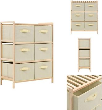 vidaXL Vidaxl - tagère de rangement 6 paniers Tissu Bois de cèdre Beige - Étagère De Rangement - Meuble Rangement - Bibliothèque - Commode - Tiroir Tissu
