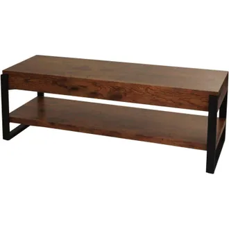Hhg Neuwertig] TV-Rack HHG 703, Fernsehtisch Lowboard TV-Tisch, Metall 42x120x44cm dunkle Wildeiche