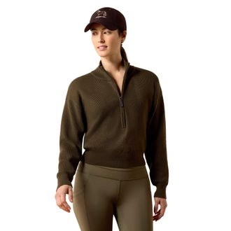 Ariat Womens Foxleigh 1/2 Zip Sweater Long Sleeve in Earth, Size X-Large, by Ariat