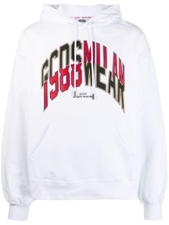 GCDS Hoodie mit Logo-Print - Weiß