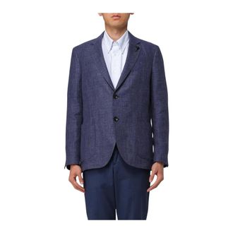 Lardini Homme, Vestes, Bleu, Taille: 2XL Blazer en m&eacute;lange lin et coton