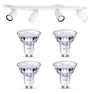 Philips myLiving PONGEE Einbauspot - Wei&szlig; - 4 flammig - Inkl. Philips LED Scene Switch Gu10 50W
