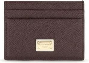 Dolce & Gabbana Kartenetui aus Kalbsleder mit Logo-Plakette - - Accessories - Damen - Braun - ONE SIZE