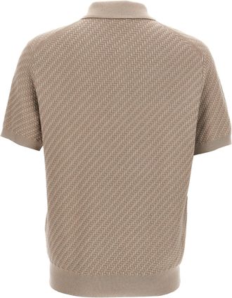 Brioni Mens Beige Cotton Polo Shirt