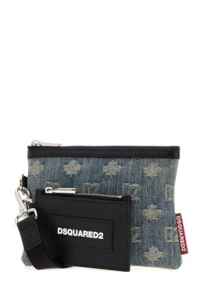 Dsquared2 Mens Embroidered Denim Card Case Blue Cases