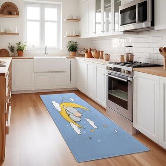 Generic Tapis de Couloir &Eacute;l&eacute;phanteau Mignon Dessin Anim&eacute; Animal &Eacute;l&eacute;phant - Bleu Lavable Tapis de Couloir pour Interieur Chambre &agrave; Coucher Buanderie, 65 x 240 
